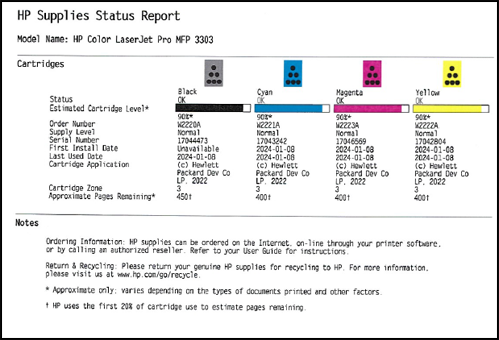 HP Color LaserJet Pro MFP 3300 Printers - Printing reports and self ...