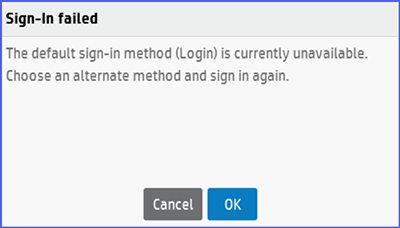 HP FutureSmart - "The default sign-in method (Login) is currently ...