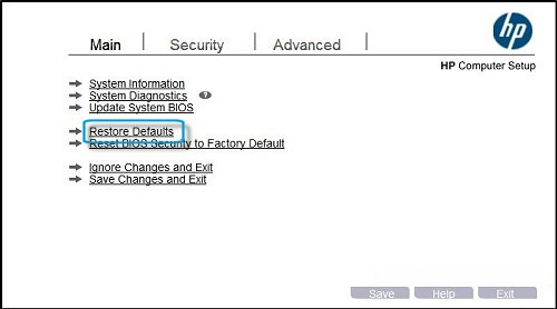 HP Notebook PCs - Restore defaults in BIOS | HP® Support