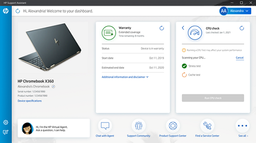 Chromebooks y Chromebases de HP - HP Support Assistant para el sistema ...