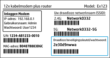 Het wachtwoord voor het draadloze netwerk of de pincode zoeken voor het verbinden van een HP ...