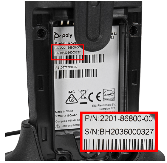 Encontrar números de serie de productos Poly | Soporte HP®