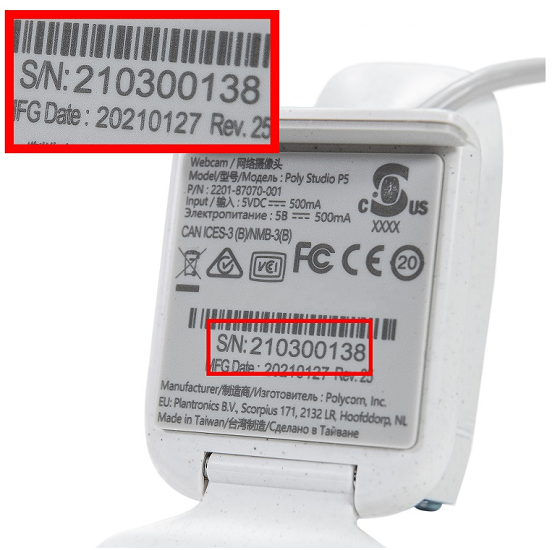 Localizar números de série para produtos Poly | Suporte HP®