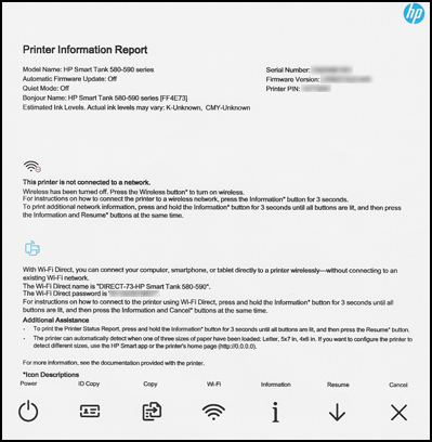 HP Smart Tank 210, 580, 590, 5100 Printers - Printing reports and self ...