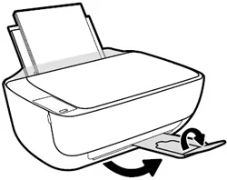 Pulling out the output tray, and then raising the tray extender