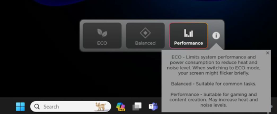 Identifying the performance control hotkey