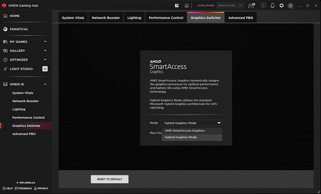 OMEN Gaming Hub AMD Smart Access graphics