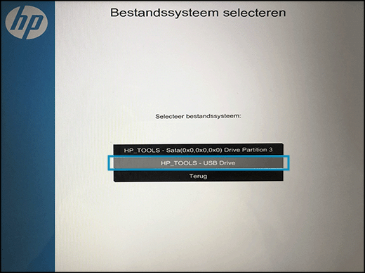 Klikken op HP_TOOLS - USB Drive (HP_TOOLS - USB-flashstation)