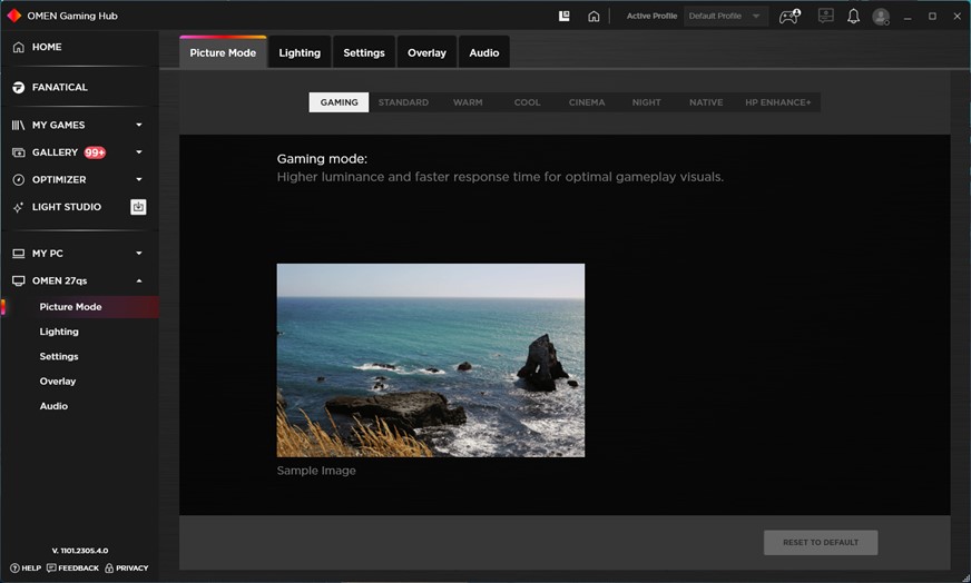 OMEN Gaming Hub Picture Mode