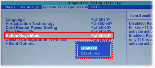 Notebook PC シリーズ - BIOS 設定の [Action Keys Mode](アクションキーモード) 機能について | HP ...