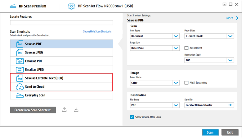 HP ScanJet – HP Scan software showing incomplete Scanner title and missing OCR shortcut after ...