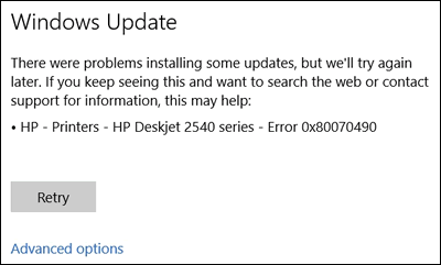 HP Printers - Windows Update error (Windows 10) | HP® Support