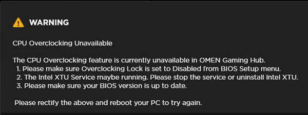OMEN 35L and 45L Gaming Desktop PCs - 'CPU Overclocking Unavailable ...