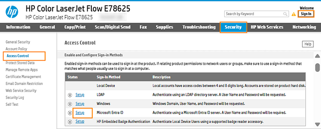 HP FutureSmart - Configure user authentication with Microsoft Entra ID ...