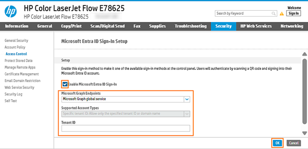 HP FutureSmart - Configure user authentication with Microsoft Entra ID ...