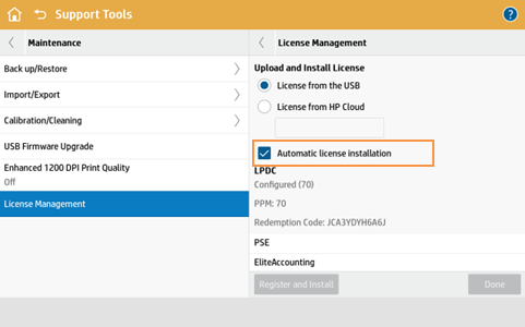 HP LaserJet Managed - Register and install feature licenses on printer ...