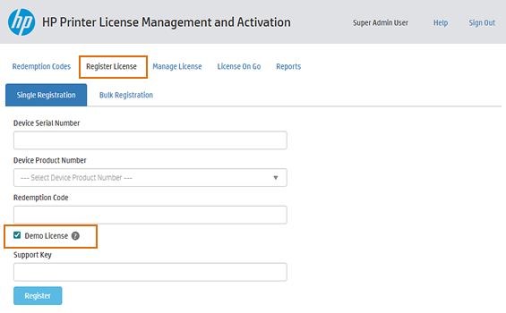 HP LaserJet Managed - Register and install feature licenses on printer ...