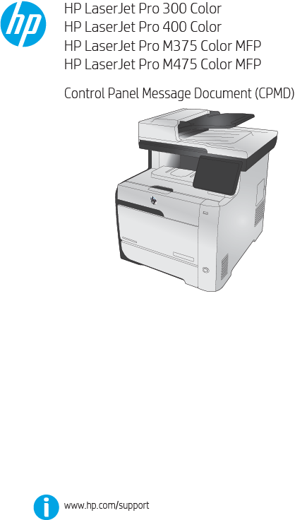 HP LaserJet Pro 300/400 Color MFP M375/M475 - Control panel message ...