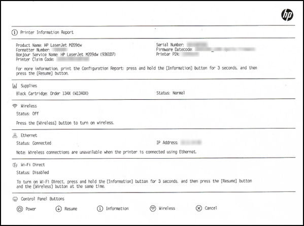 HP LaserJet M207-M212 printers - Printing reports and self-test pages ...