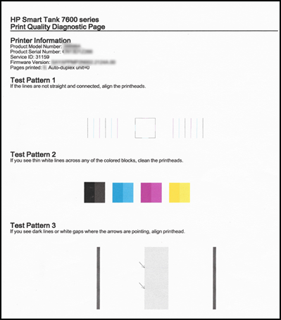 HP Smart Tank Printers - Color or black ink not printing, other print ...