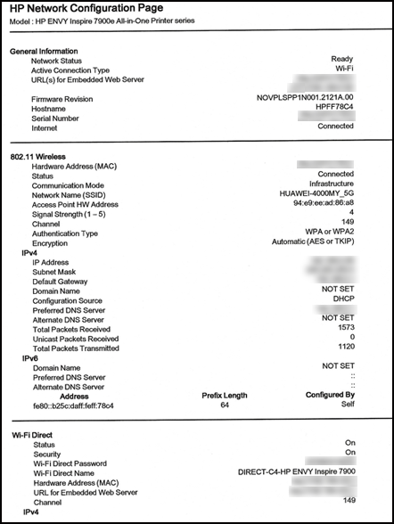 HP ENVY Inspire 7200e, 7900e Printers - Printing reports and self-test ...