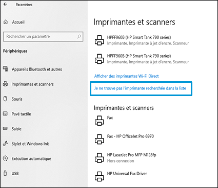 Configurer une imprimante HP (pilote intégré à Windows) | Assistance ...