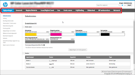 HP LaserJet Enterprise, HP PageWide Enterprise – konfigurer avancerede ...