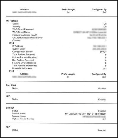 HP LaserJet Pro MFP 3101-3108 printers - Printing reports and self-test ...