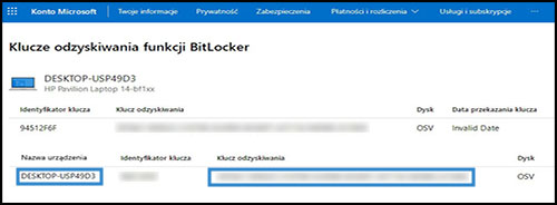 Komputery HP – Korzystanie z programu BitLocker i odszukiwanie klucza ...