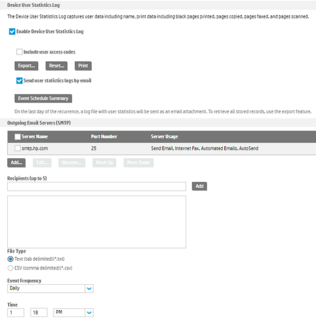 HP FutureSmart - Schedule and send a user data log via email | HP ...