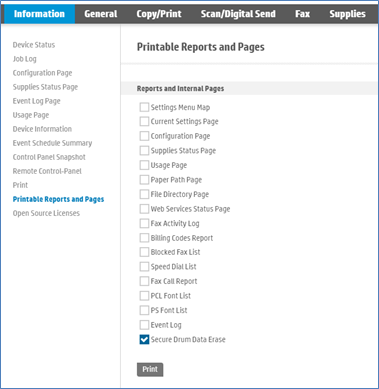 HP FutureSmart - Clean the imaging drum using the Secure Drum Data ...
