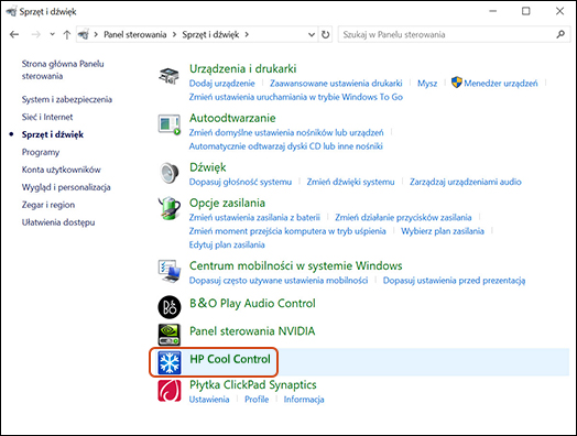 Komputery przenośne HP - Korzystanie z aplikacji HP Cool Control w celu ...