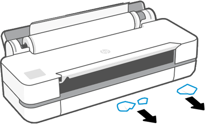 Carefully remove jammed paper from front window
