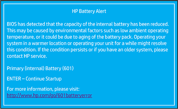 HP 노트북 PC - 검정색 화면에 601 또는 60X 오류가 표시됨 | HP® 지원