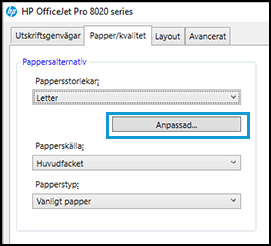 HP-skrivare - Skapa anpassade pappersformat | HP® kundsupport