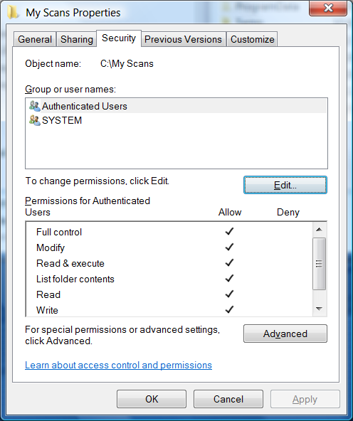 Example: Create a scan-to-network folder under Windows | HP® Support