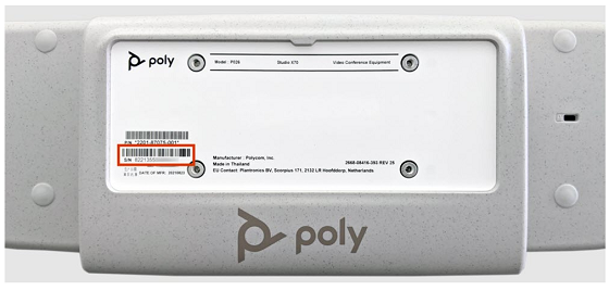 Localizar número de série do Poly Studio X70 | Suporte ao cliente HP®
