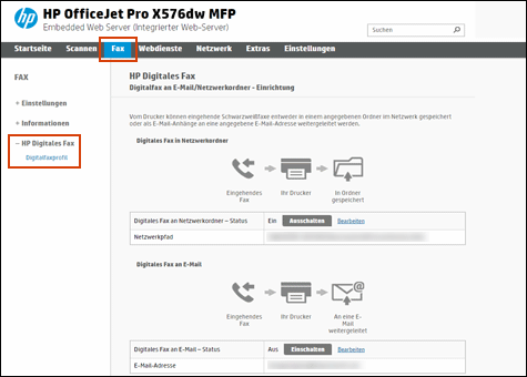 HP Drucker – Verwenden von HP Digital Fax zum Empfangen von Faxen auf ...