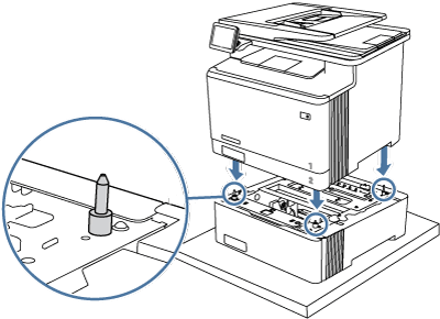 HP Color LaserJet Pro - Install the optional 550-sheet paper feeder ...