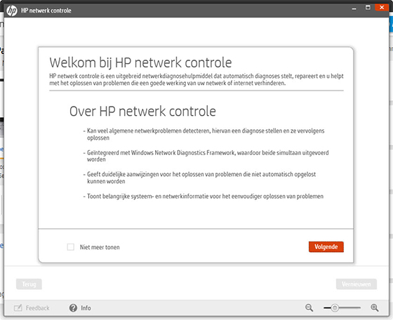 Scherm HP netwerkcontrole