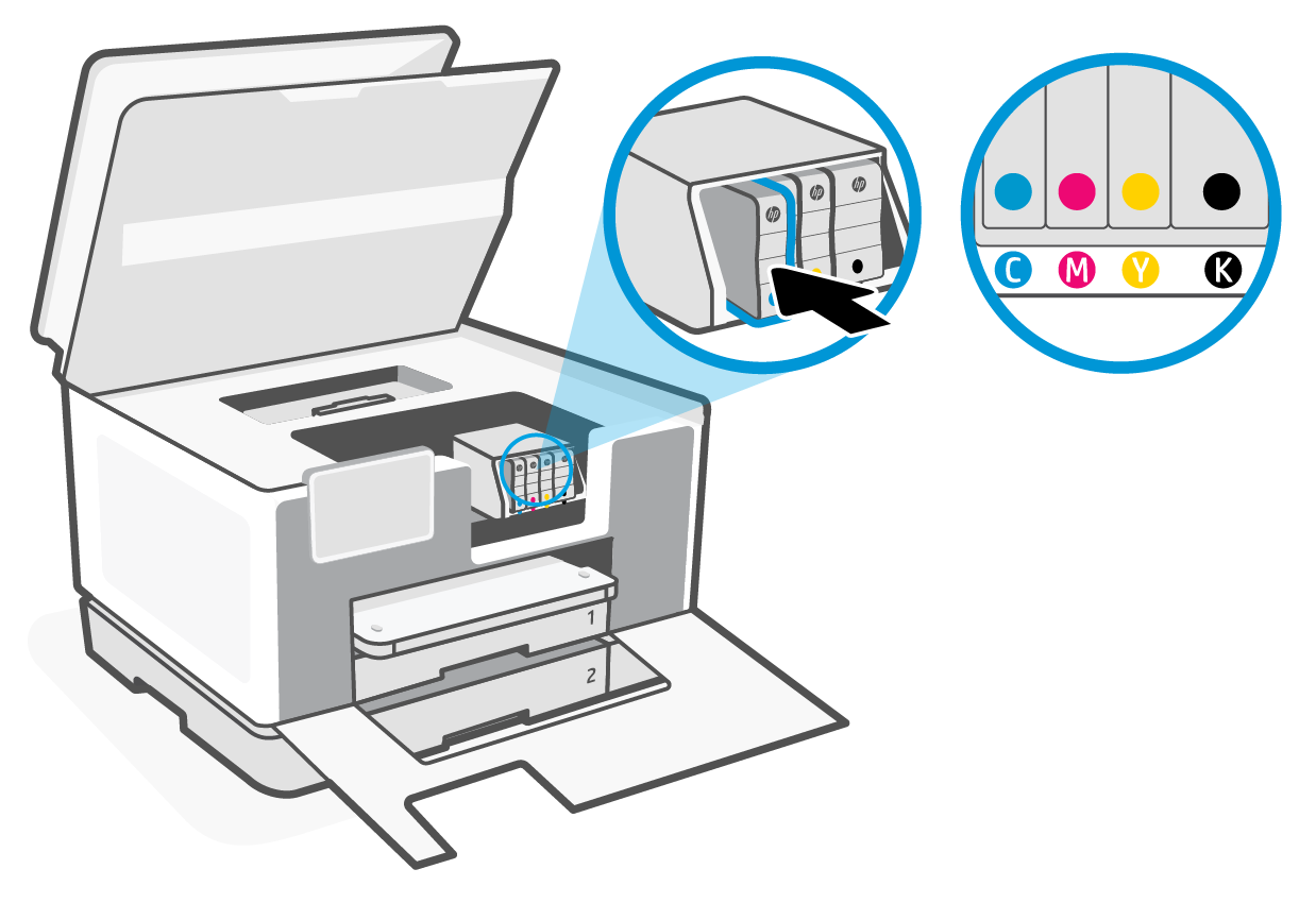 Принтеры HP OfficeJet Pro 9130 - Замена чернильного картриджа | Служба ...