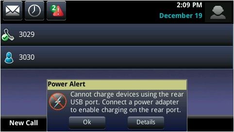 Power Alert message displays when connecting a phone via USB to a VVX ...
