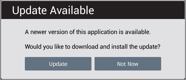 A newer version of this application is available pop-up message when ...
