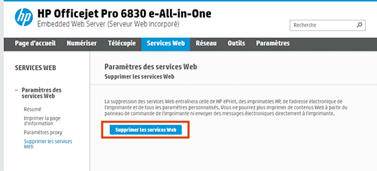 Imprimantes HP - Gestion de la connexion Internet de l'imprimante ...