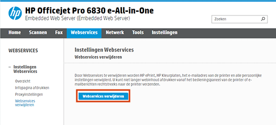 HP printers - De internetverbinding van de printer beheren (Webservices ...