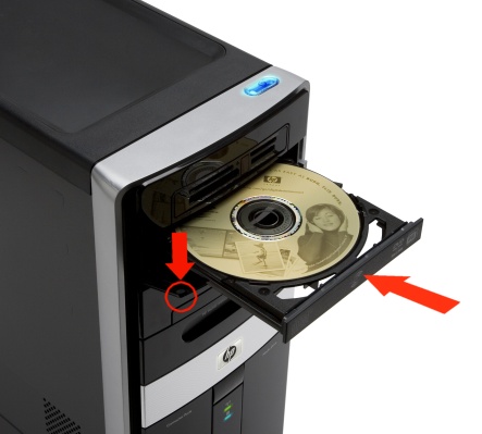 PC de escritorio de HP - Cómo abrir la bandeja de la unidad de CD o DVD que está atascada ...