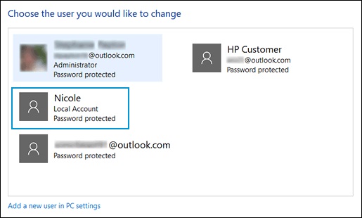 HP PCs - Managing user accounts and logins in Windows 10 | HP® Support