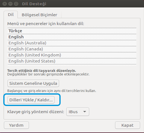 Dilleri Kurma ve Kaldırma