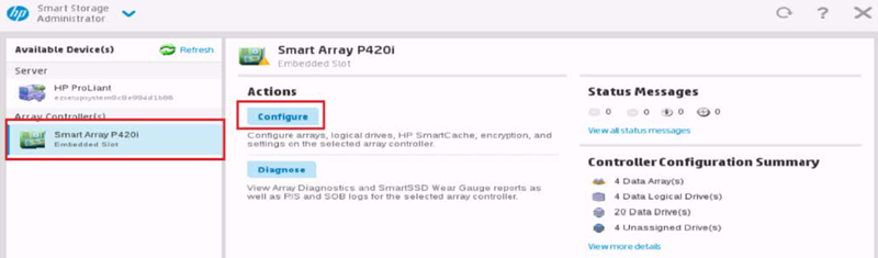 Erasing the HP ML350 Smart Array P420i configuration | HP® Customer Support