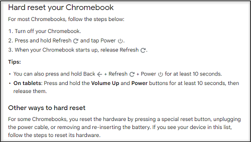 HP Chromebook Notebook PCs – Standard Method to Perform a Hardware ...
